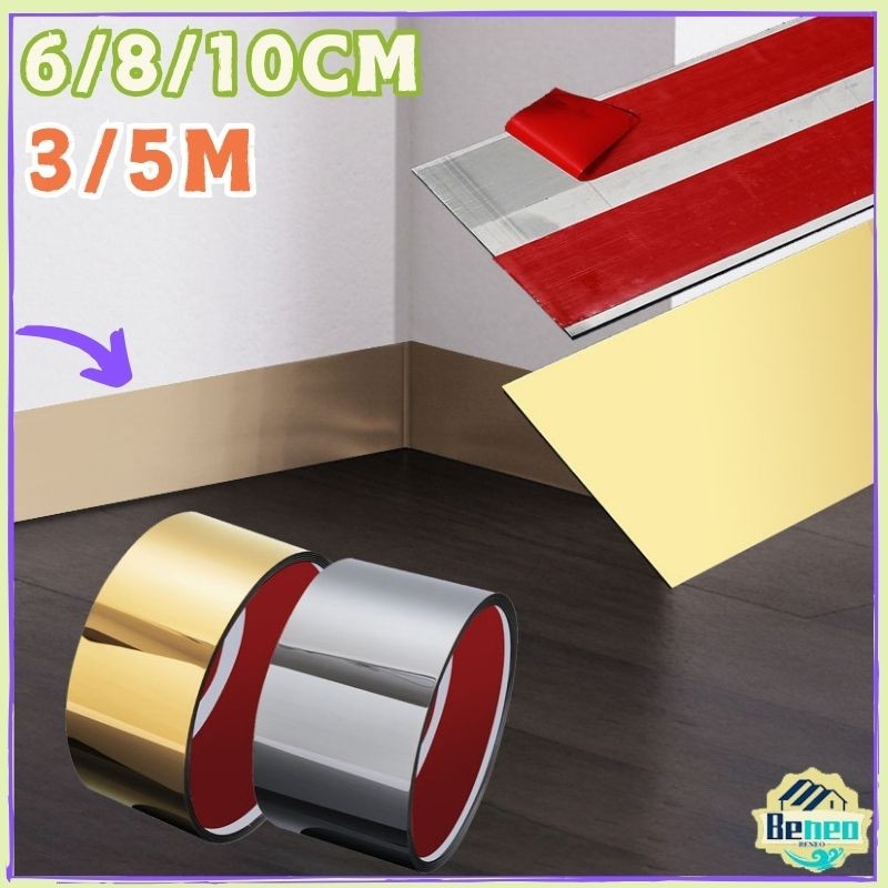 Jual BENEONY 6/8/10cm List Plat Strip Mirror Gold Dinding Garis Datar ...