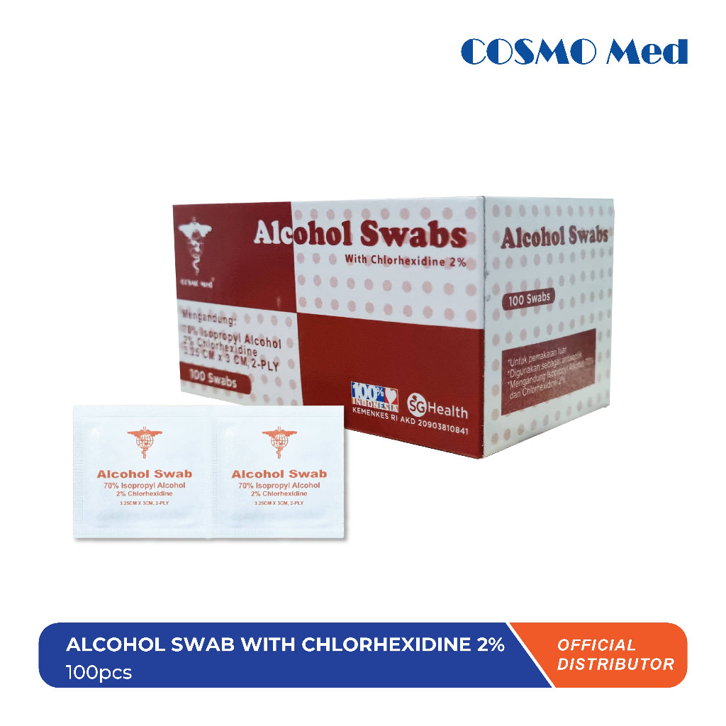 Jual COSMO MED Alcohol Swab 70% Isopropyl + 2% Chlorhexidine | Shopee ...