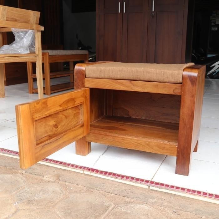 Jual Stool Sofa Minimalis - Bench Kayu Jati 1 Pintu - Bangku - Rak ...