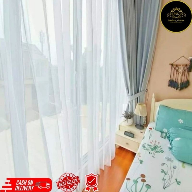 Jual Vitrase Gorden Voile Putih Polos Model Plisket Kawat S Vitrase ...