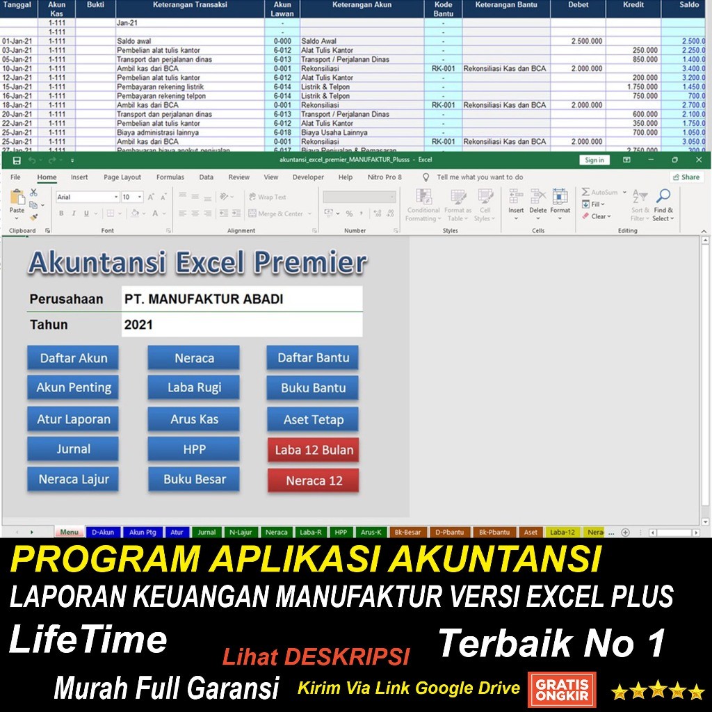 Jual PROGRAM APLIKASI AKUNTANSI LAPORAN KEUANGAN MANUFAKTUR VERSI EXCEL ...