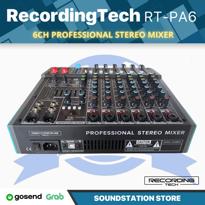 Jual Recording Tech RT-PA6 6 CH Professional Stereo Mixer | RTPA6 - RT ...
