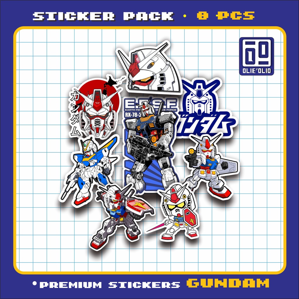 Jual STIKER ANIME KARTUN ROBOT GUNDAM 8 PCS STICKER VINYL TUMBLER HP ...