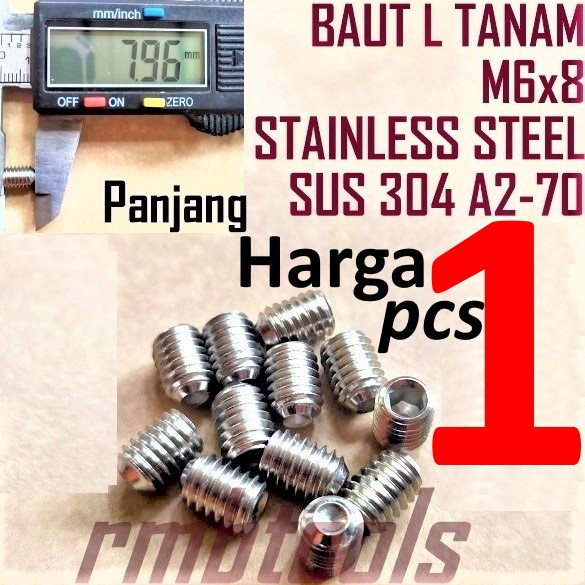 Jual M6x8 Baut L Set Tanam M6 Stainless 304 Grade A2-70 Pitch 1.00 | Shopee Indonesia