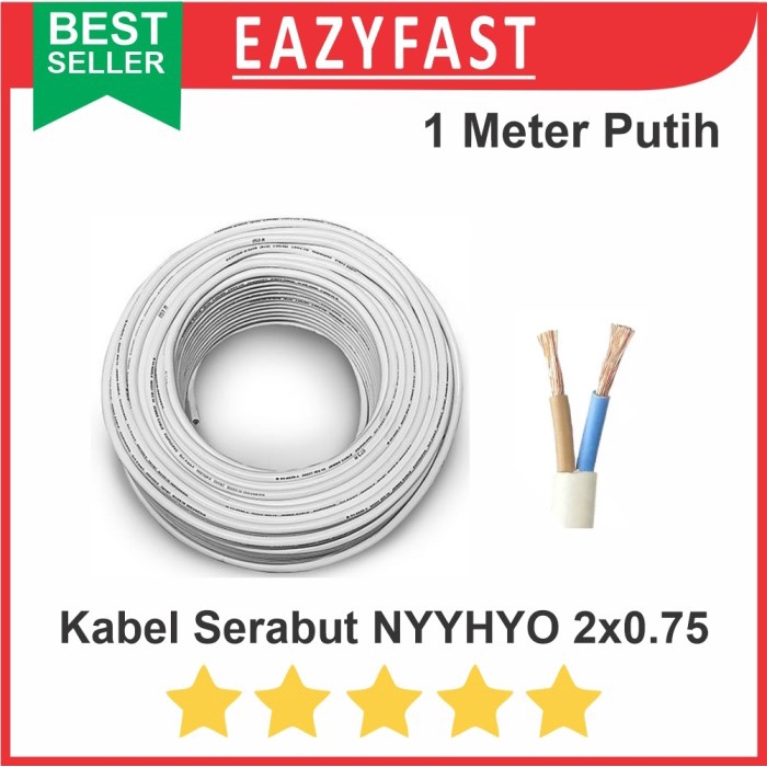 Jual Kabel Listrik Serabut Putih 2x0.75 Isi 2 0.75mm NYYHYO NYYHY Ecer 1m | Shopee Indonesia