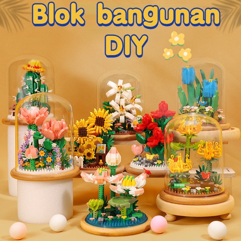 Jual Nano Block Flowers Mawar Pot Bunga Model DIY Mainan Balok Buket ...