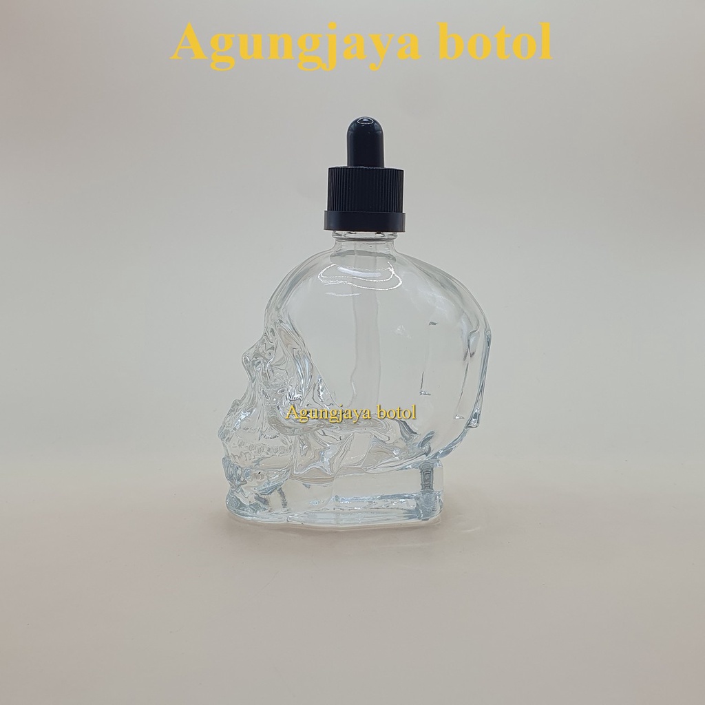 Jual Botol Kaca Skull 60 ml Tengkorak Clear Original Pipet Karet ...