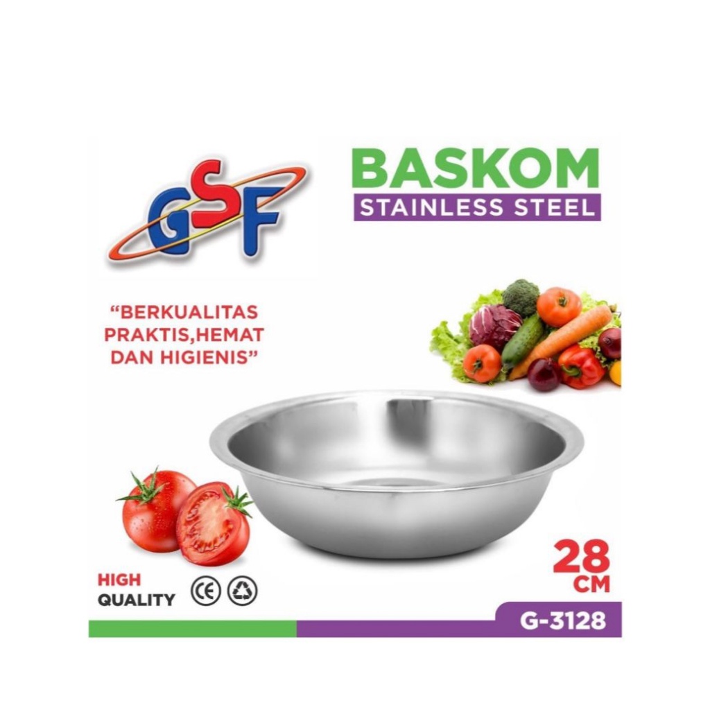 Jual Baskom Stainless Steel 28cm, 30cm, 32cm GSF G-3128 G-3130 G-3332 ...