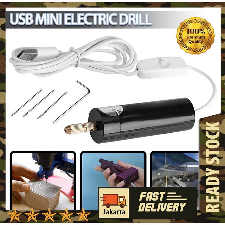 Jual perlengkapan bor / Bor Elektrik Mini Portable Micro USB dengan 3Pc ...