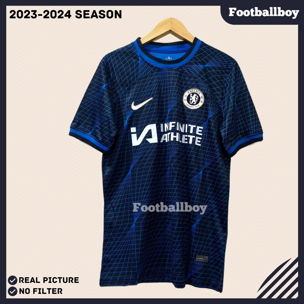 Jual JERSEY BAJU BOLA CHELSEA AWAY BLACK BLUE HITAM BIRU 2023 2024 ...