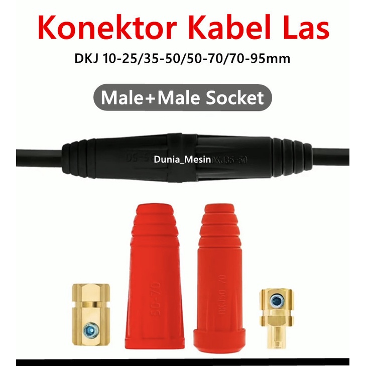 Jual 2pcs Konektor Kabel Las Connector Male Socket DKJ 10-25 35-50 50 ...