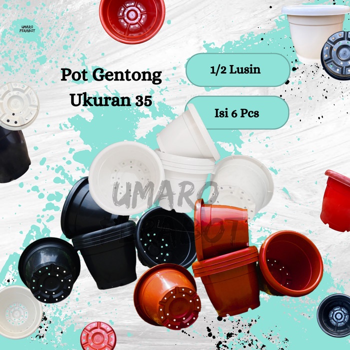 Jual GROSIR 1/2 Lusin Pot Gentong Ukuran 35 / Pot Besar / Pot Jumbo ...