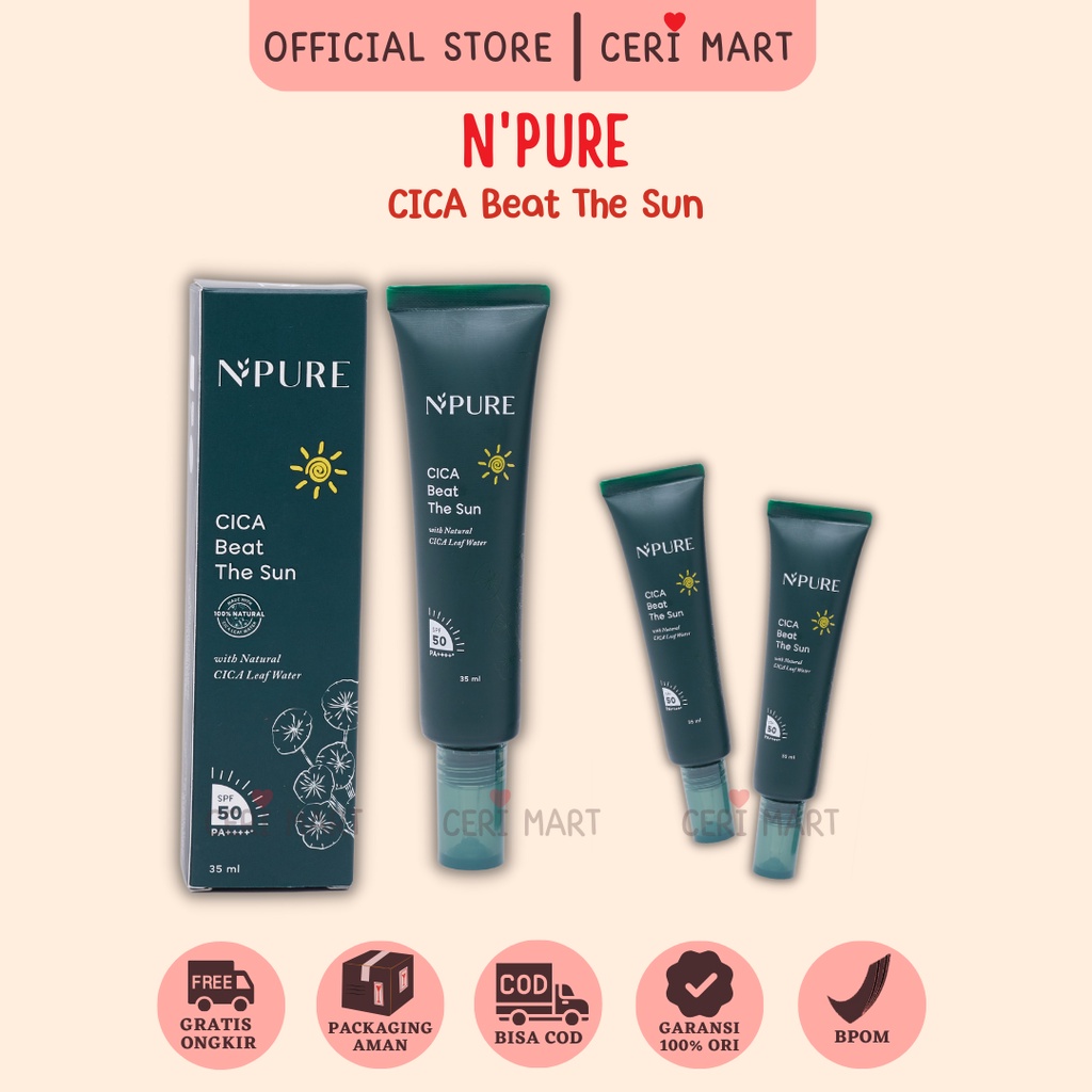 Jual NPURE Cica Beat The Sun SPF 50 PA ++++ / NPURE CICA SUNSCREEN ...