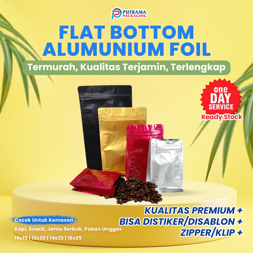 Jual (1 PACK ISI 100 PCS) Kpack Zipper Flat Bottom Alumunium Foil Warna ...