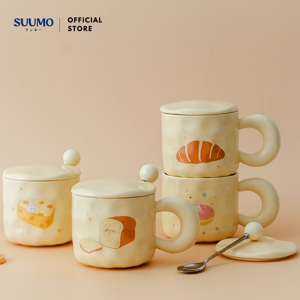 Jual Suumo Mug Teh/Kopi Keramik Korea Set Tutup dan Sendok 400ml ...