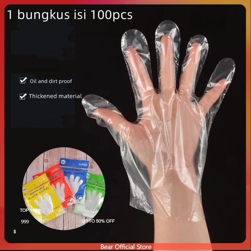 Jual Sarung tangan plastik transparan sekali pakai/100 pcs 1 bungkus sarung tangan dapur ...