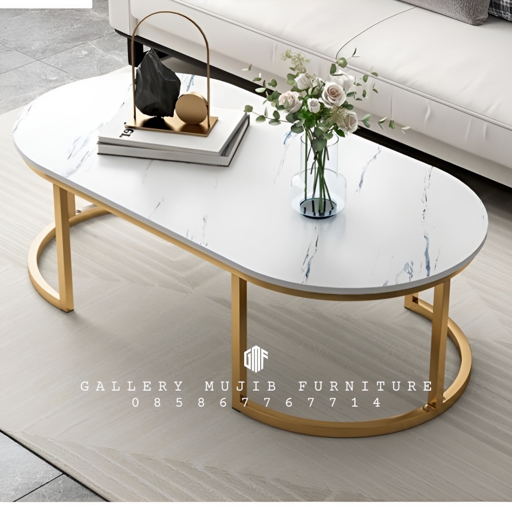 Jual MEJA TAMU MARMER - COFFE TABLE MARMER ASLI OVAL 100x50 cm | Shopee ...