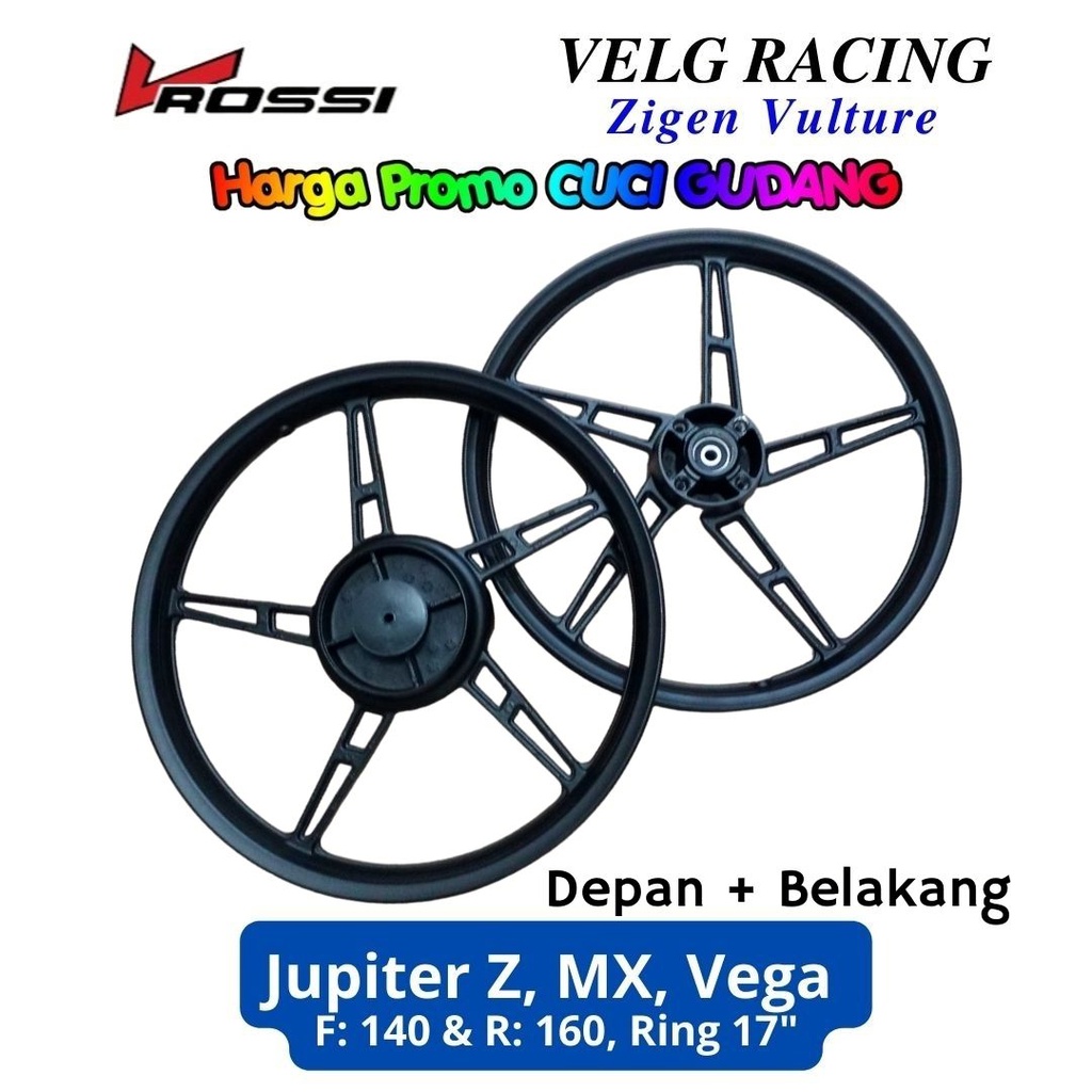 Jual Velg Racing Standar Force 1 F1Z ROSSI Zigen Vulture Black 140-160 ...