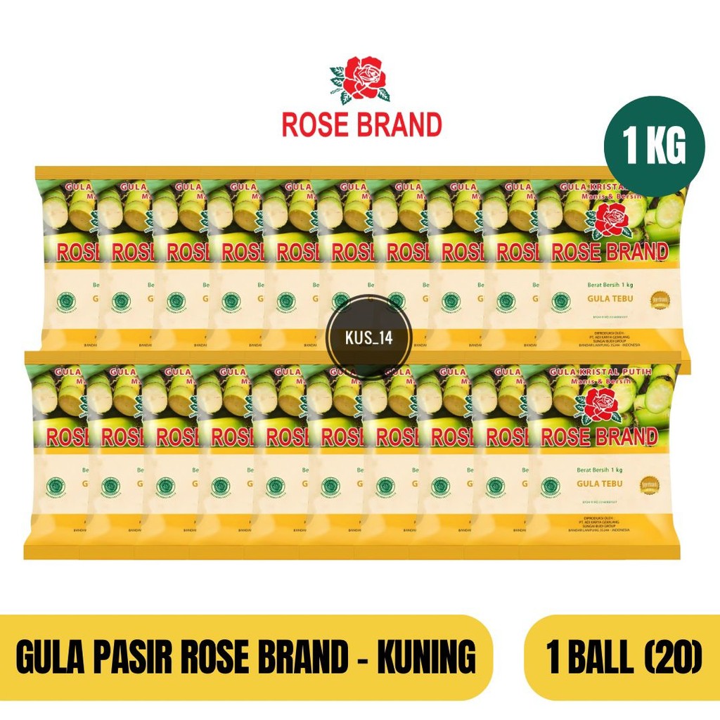 Jual Gula Kuning Rose Brand 1kg (1 Ball isi 20 kg) Gula Pasir | Shopee ...