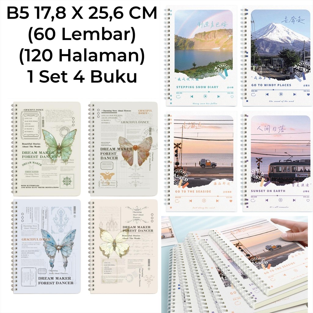Jual MW067 Isi 4 Buku Notes B5 Gambar Notebook Buku Tulis Catatan ...