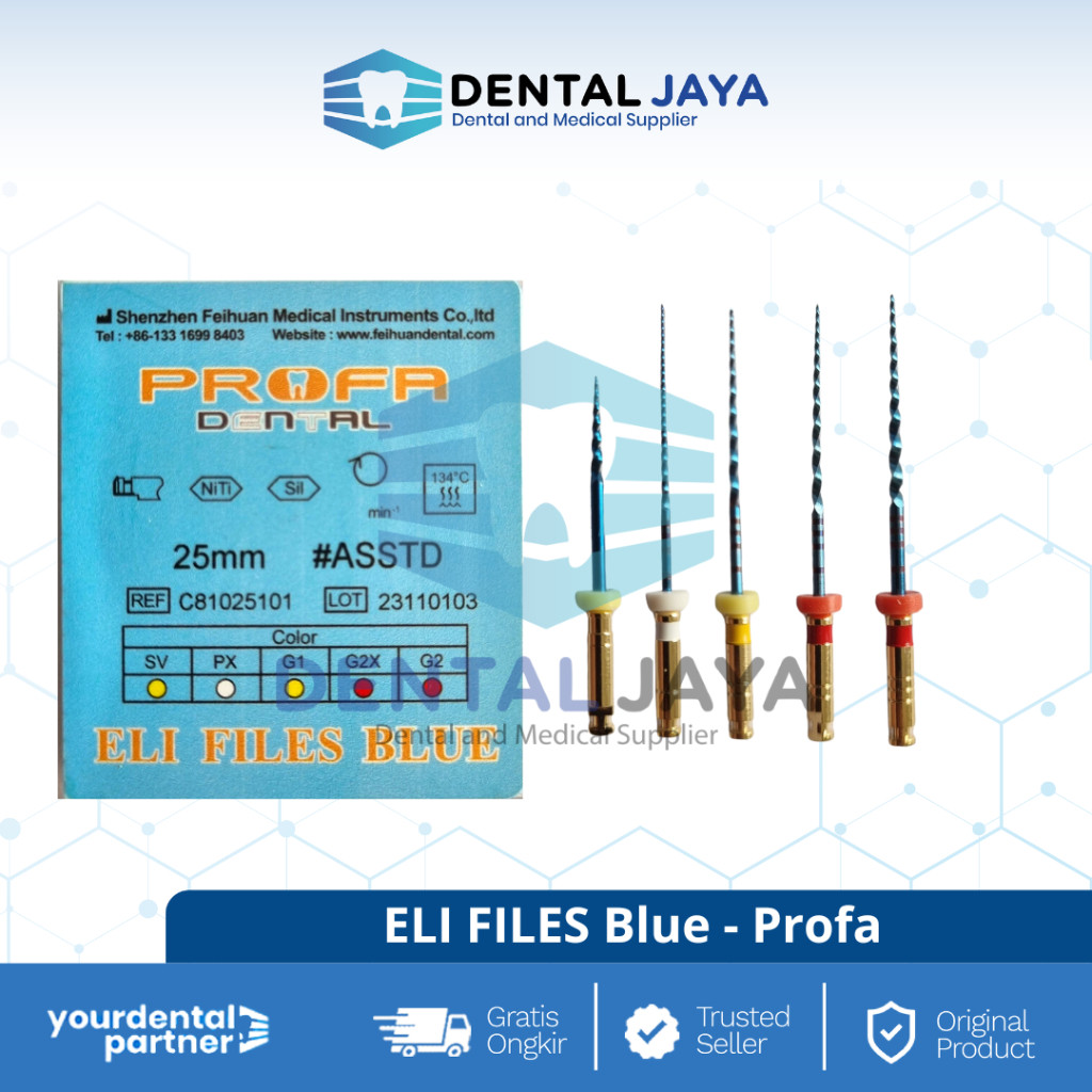 Jual Dental Profa Eli Endo Rotary File Blue Endofile Mg3 Perfect Lentur ...