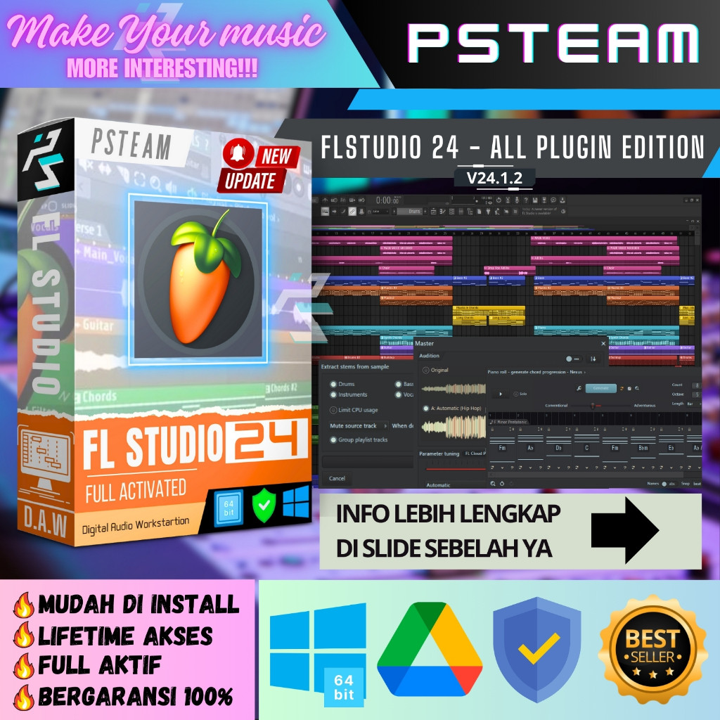 Jual FL STUDIO 24 ALL PLUGIN EDITION v24.1.2 [ FULL VERSION | FULL ACTIVATED ] | Shopee Indonesia