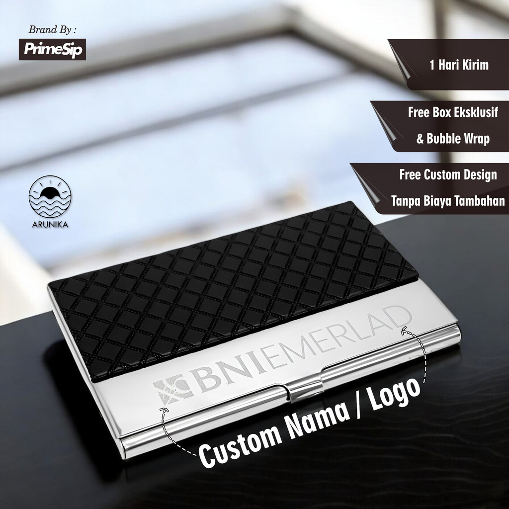 Jual Custom Tempat Kartu Nama Stainless Name Card Holder Dompet Pria ...
