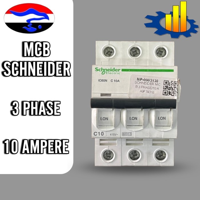 Jual SCHNEIDER MCB 3 PHASE/10 AMPERE A9F74310 | Shopee Indonesia