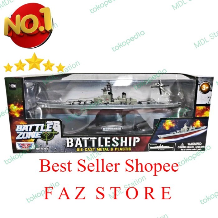 Jual Motormax Battle Zone BATTLESHIP Diecast Kapal 1:1200 TOY FAZ STORE ...