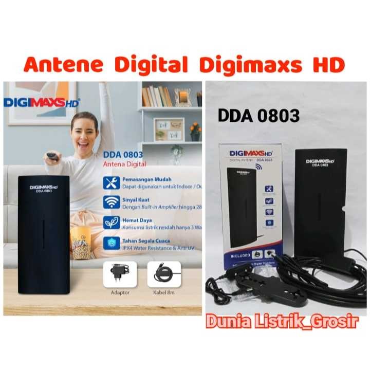 Jual DIGIMAXS HD Antena TV Digital Indoor Outdoor Booster + Kabel 8m 8 Meter DDA 0803 Digimax ...