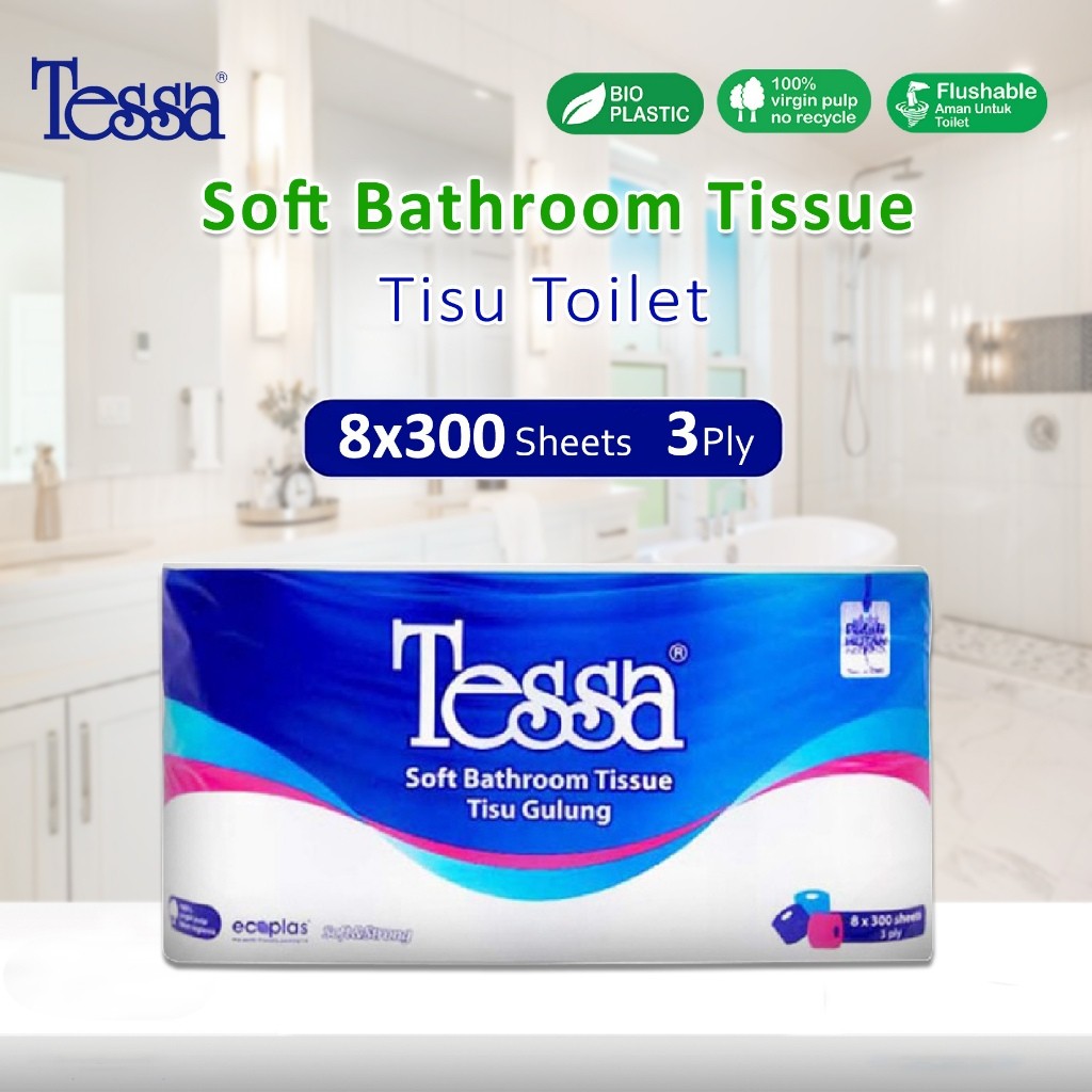 Jual Tessa Soft Bathroom Tissue 8x300 Sheets 3ply Tisu Gulung Tisu ...