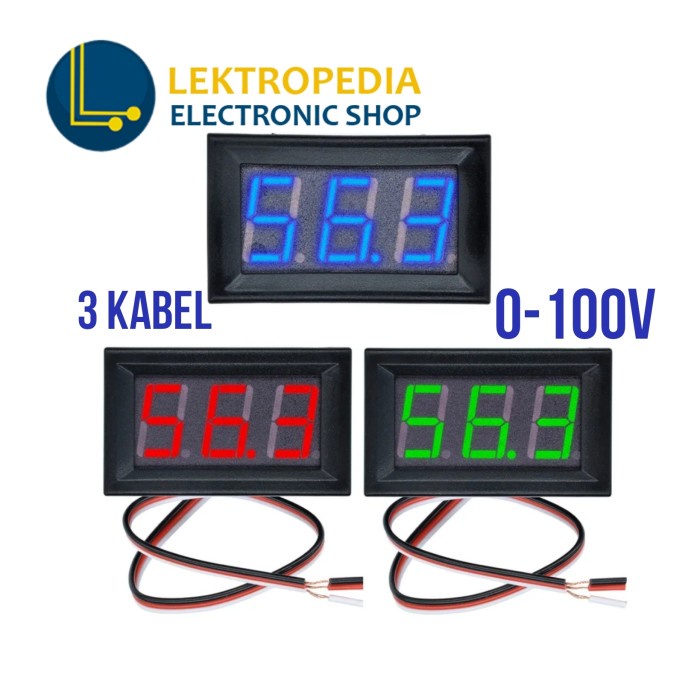 Jual Voltmeter Digital 0.56 inch 100v 0,56 3 kabel DC Volt meter 0.56inch | Shopee Indonesia
