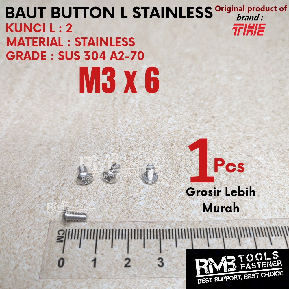 Jual Baut L Button M3 x 6 Stainless Steel SUS 304 Grade A2-70 Kunci L2 ...