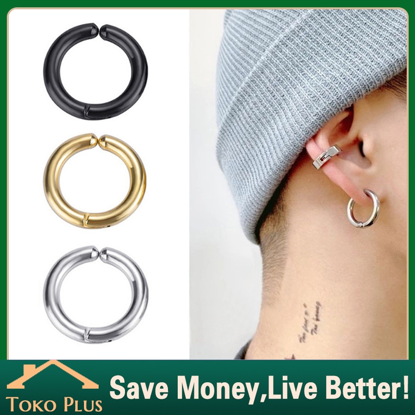 Jual Anting Jepit Bulat Tanpa Tindik Fake Piercing Model Hoop Titanium ...