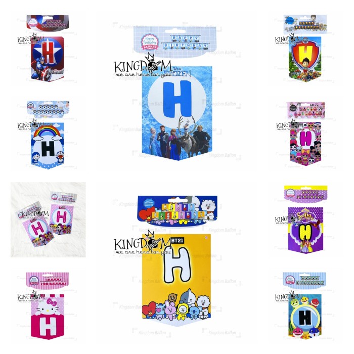 Jual Banner HBD Karakter / Banner Happy Birthday Karakter / Banner HBD ...