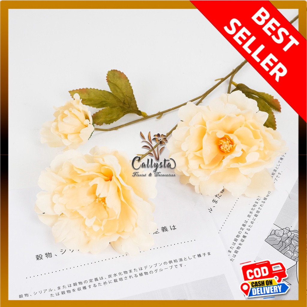 Jual Bunga Mutan Tangkai Panjang Cabang 3 Peony Jumbo Flowers Palsu ...