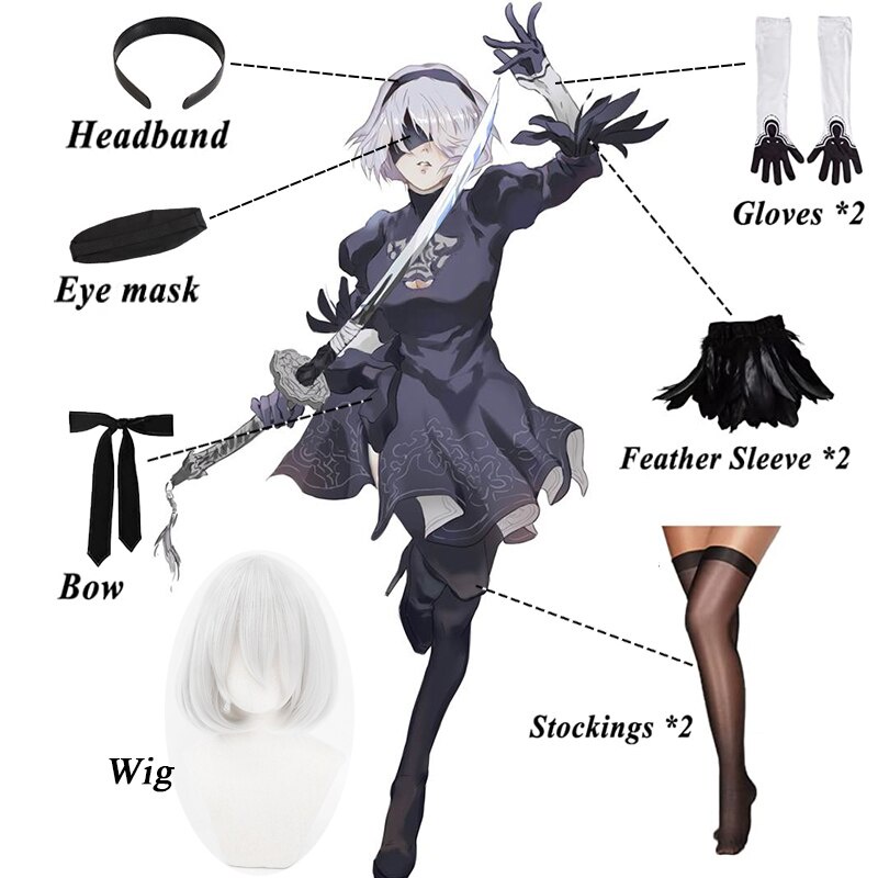 Jual PREORDER Nier Automata 2b Cosplay Costume Women Sexy Dresses YoRHa ...