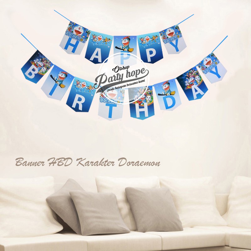 Jual Banner Hbd doraemon / Bunting Flag Hbd doraemon / Banner Hbd ...