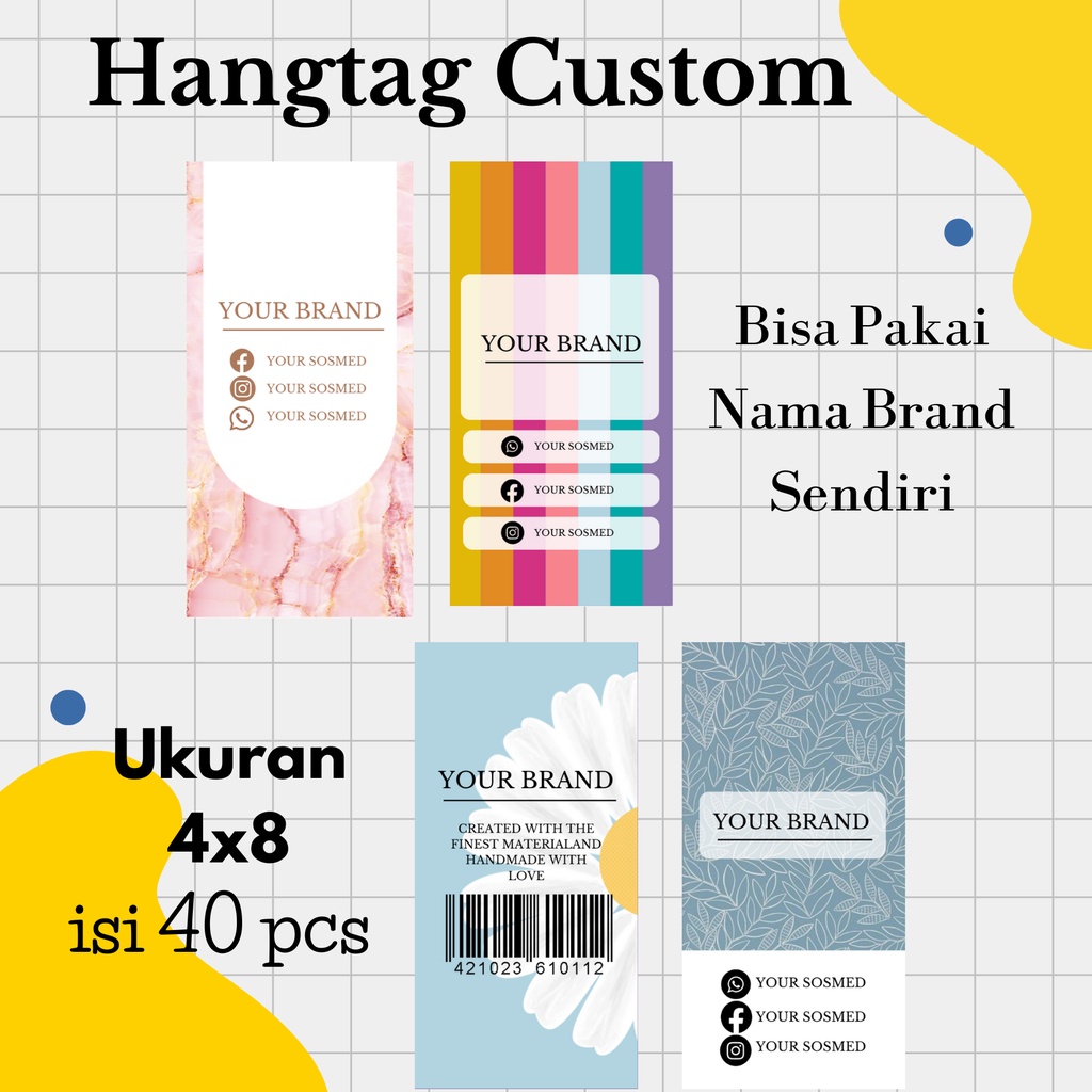 Jual 100 pcs Han tag custom 4x8 cm - hantag label baju - hantag Murah ...
