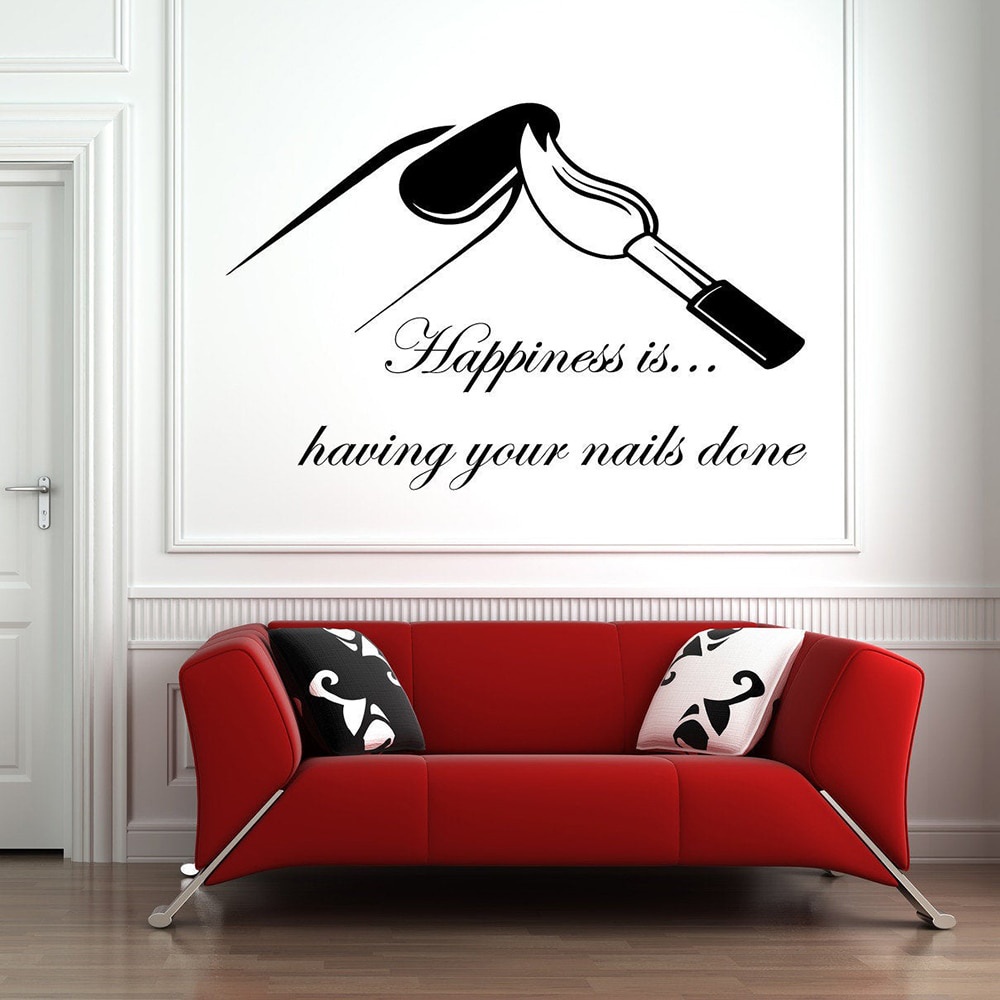 Jual sticker Nail Salon Wall Decal Manicure Pedicure Window Wall ...