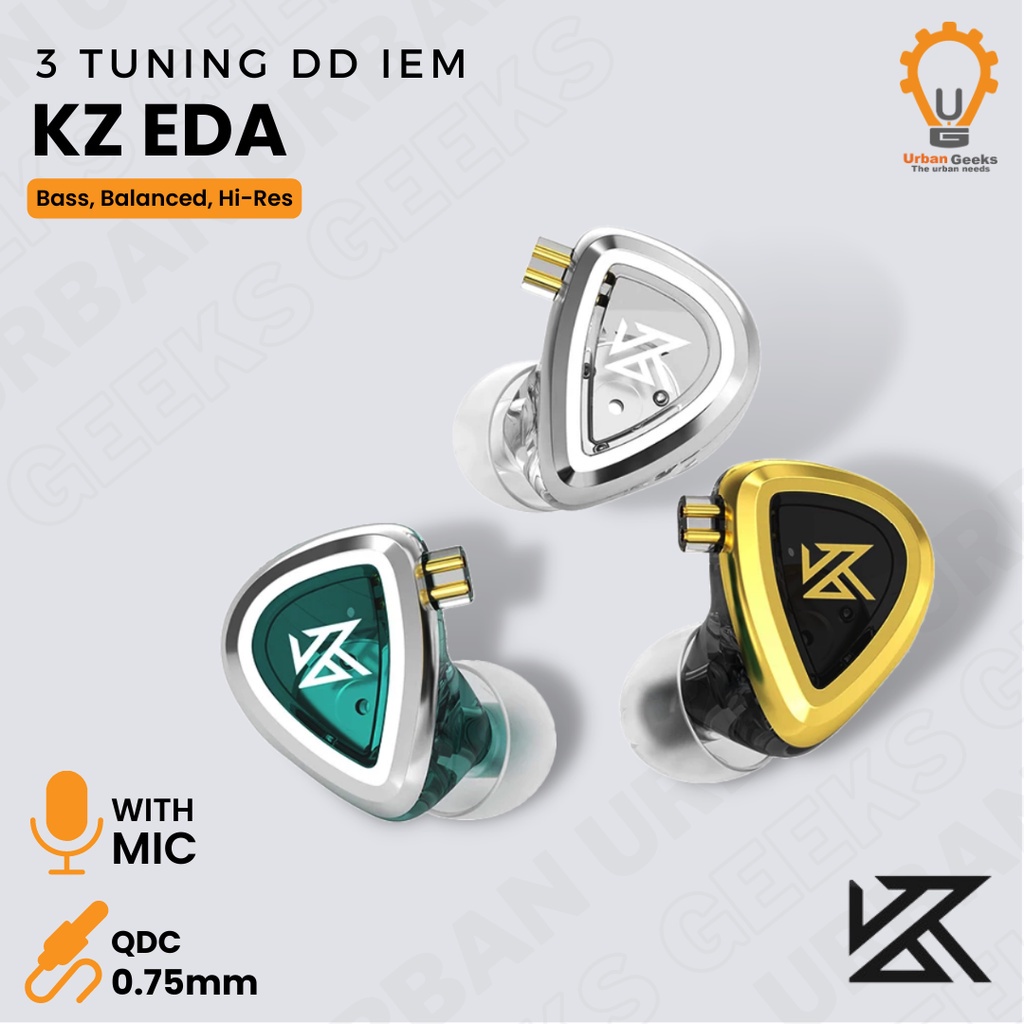 Jual COD Earphone KZ EDA with 3 Pair Bass Balance HiRes Earphone with ...