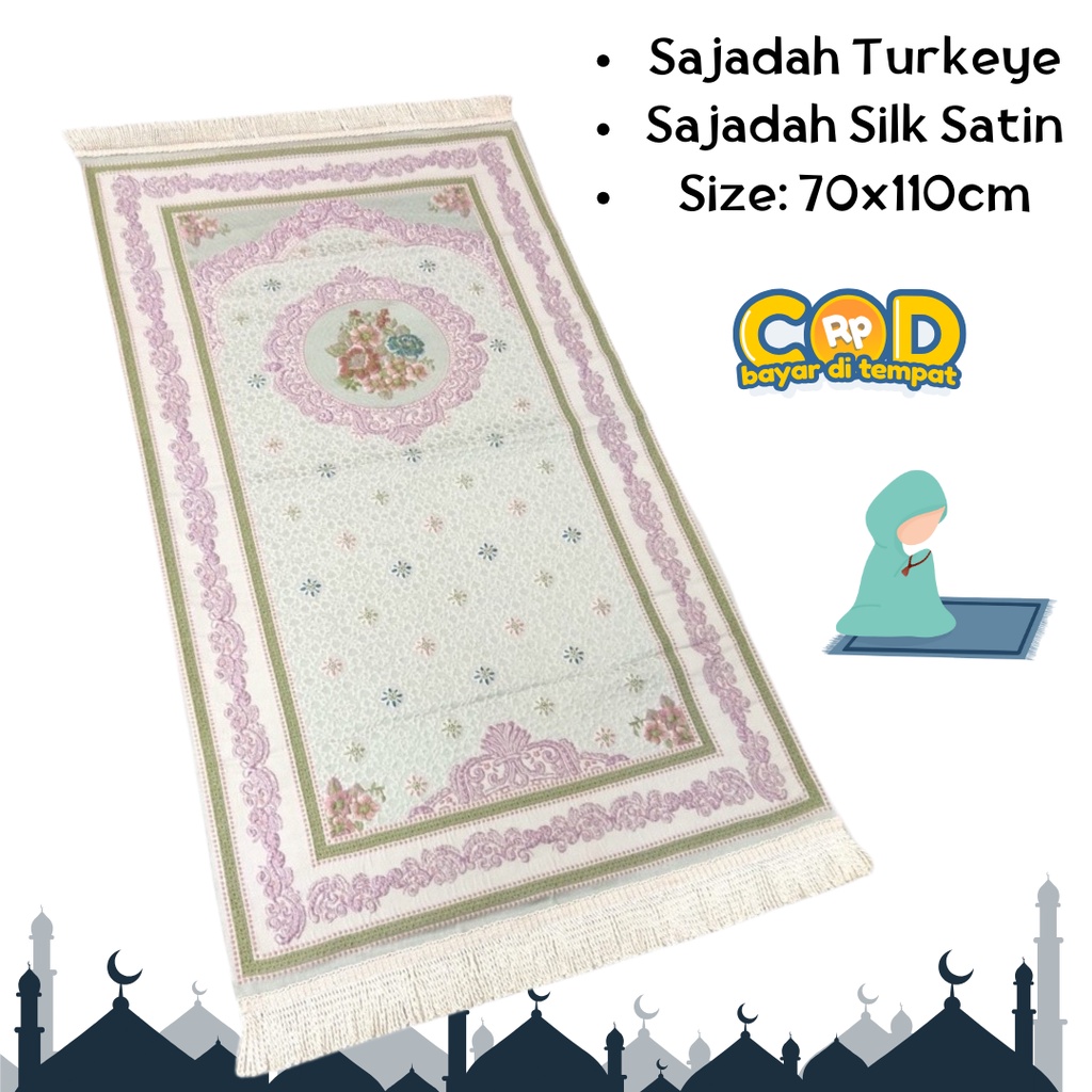 Jual Sajadah Turkey Silk Satin Halus Lembut Sholat Muslim 70x110cm JZW ...