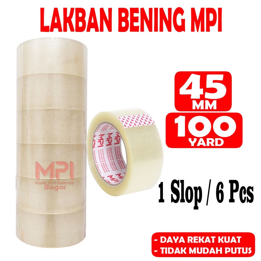 Jual 6 PCS - Lakban Bening MPI 45 MM x 100 YARD Bc / Lakban Untuk Packing - Master Pack ...