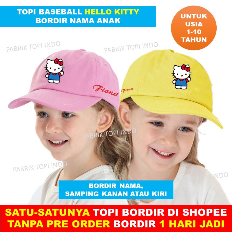 Jual Topi Baseball Motif Sablon Hello Kitty dan Custom Bordir Nama ...