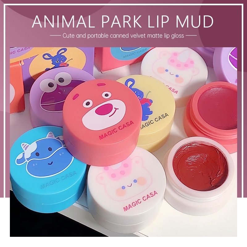 Jual Ready-MAGIA CASA Lip Mud Velvet Matte Animal Park Lipstick Lucu ...