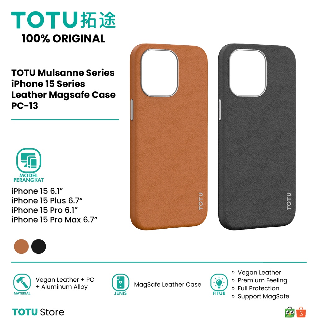 Jual TOTU Leather Case iPhone 15/Plus/15 Pro/Max Leather Magnetic Case ...