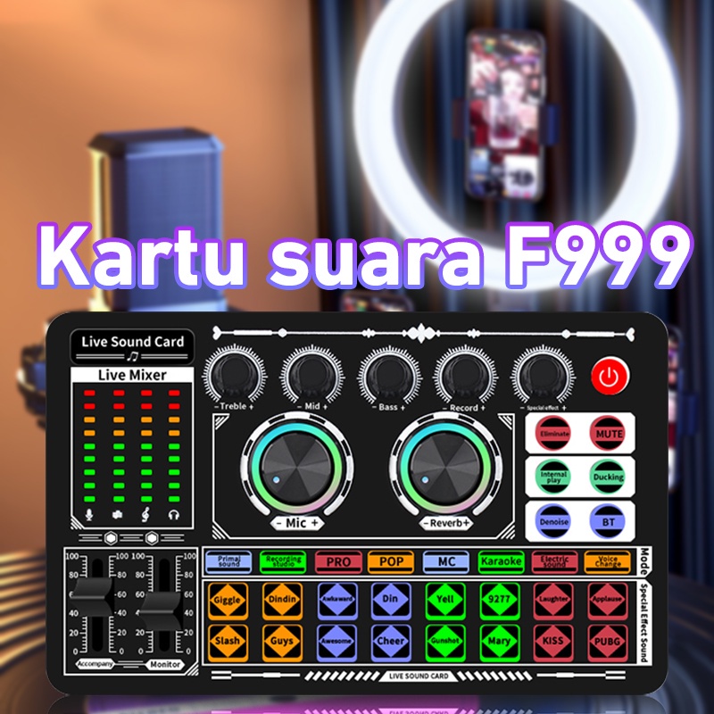Jual COD Siborie Soundcard F999 Audio USB External Sound Card mic Mixer ...