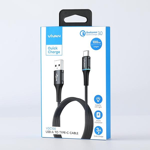 Jual Vivan Kabel Data VDC Data Cable USB Type-C 3A 100CM / 200CM LED ...