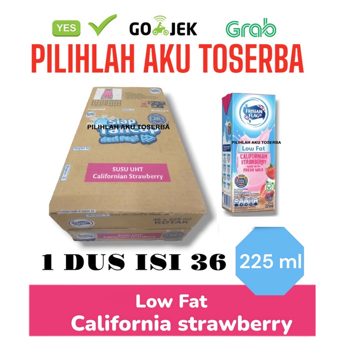 Jual Susu Frisian Flag LOW FAT CALIFORNIA STRAWBERRY 225 ml - (HARGA 1 ...