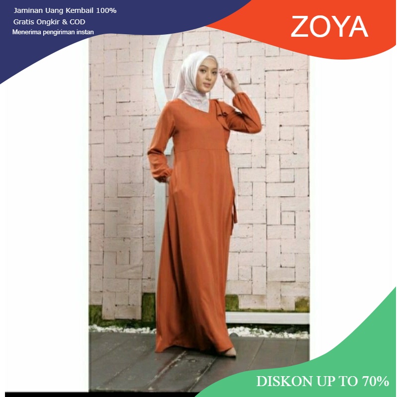 Jual Zoya Aznia Dress - Gamis Muslim Wanita warna teracotta | Shopee ...